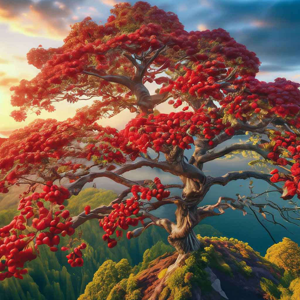 "Artistic photo processing fantastically beautiful aerial mountain ash ...