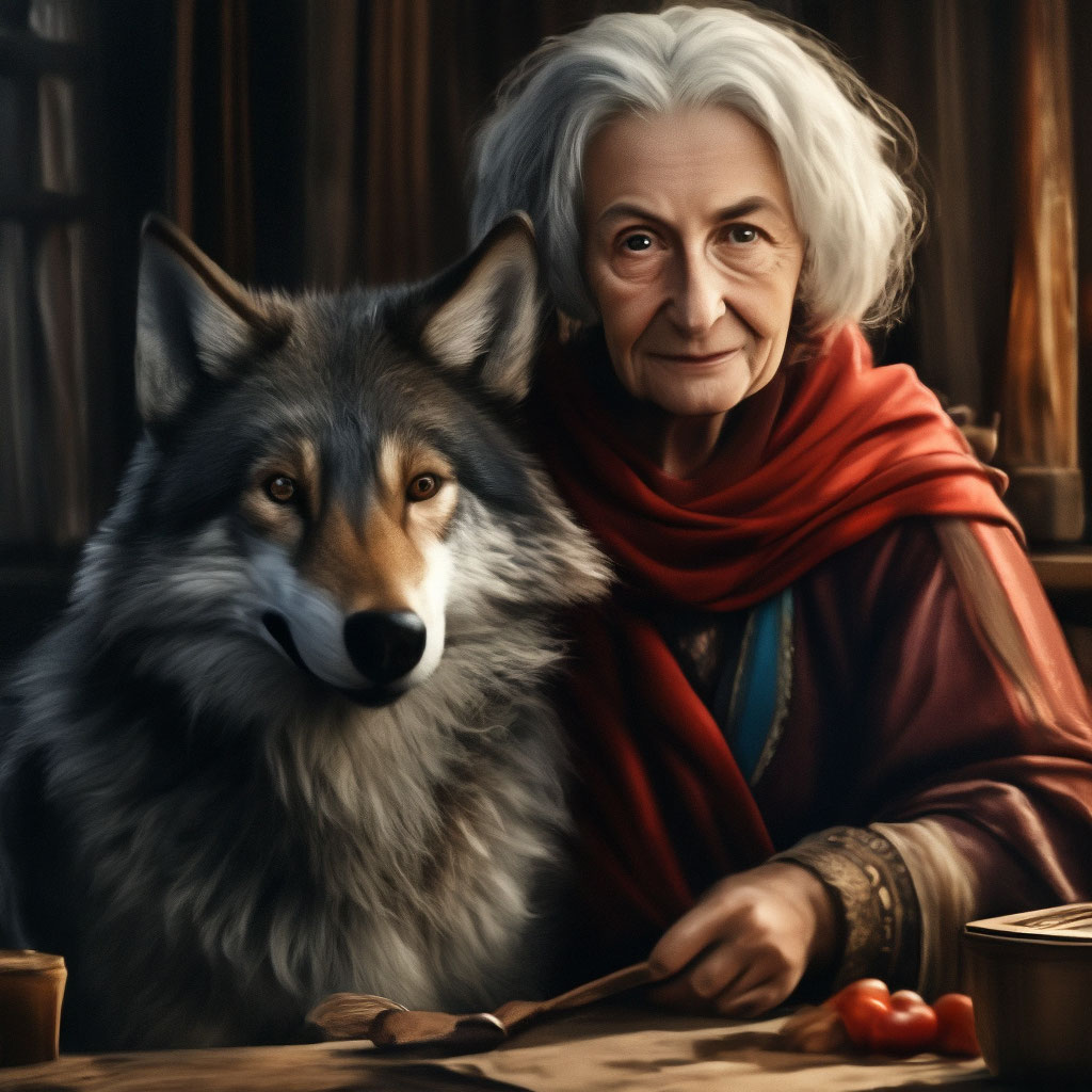 "Wolf and grandma" — image created in Shedevrum