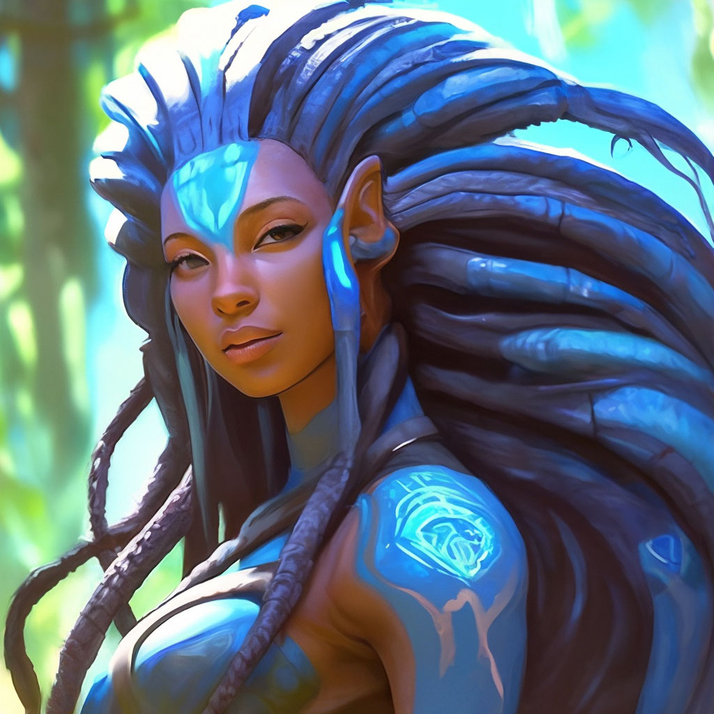 "Bold beautiful humanoid creature from another planet Na'vi, thick ...