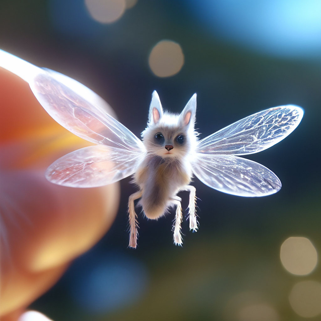 "The tiniest little mini cat flies flies across the sky on transparent ...