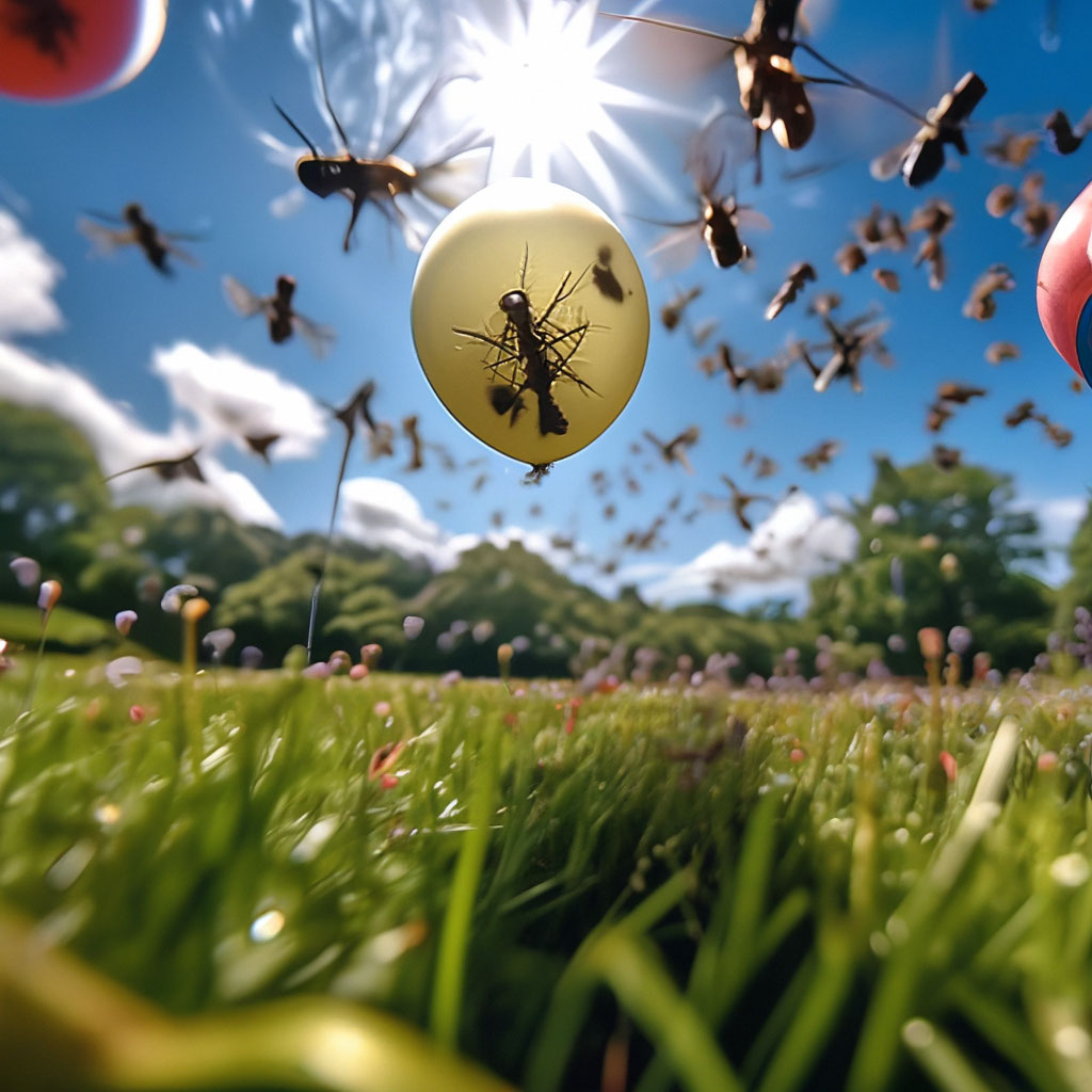 "Mosquitoes on a balloon, 32k, HDR, hyperrealism" — image created in ...