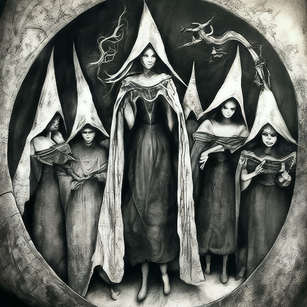 "Coven of witches ink drawing in Goya style" — image created in Shedevrum