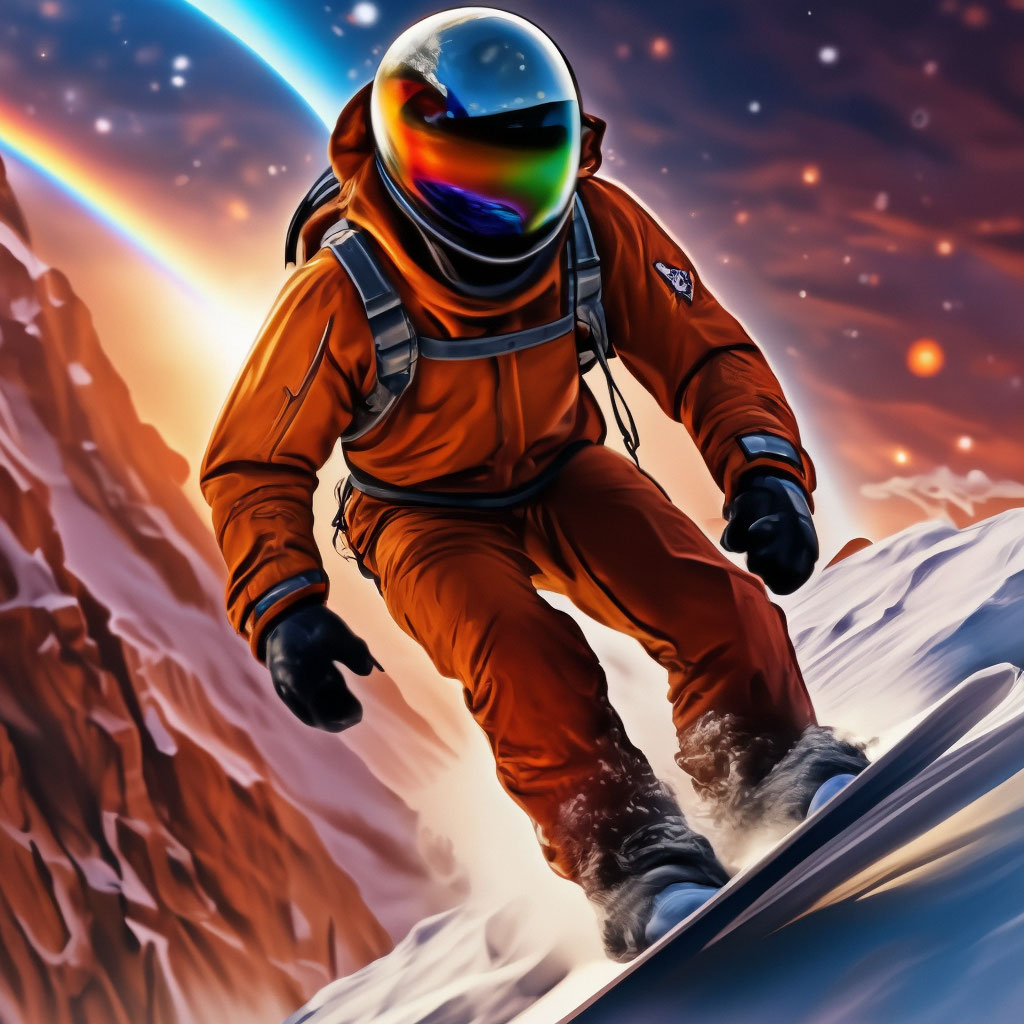 "Mega-beautiful Snowboard on Mars +rainbow planets, night,stars ...