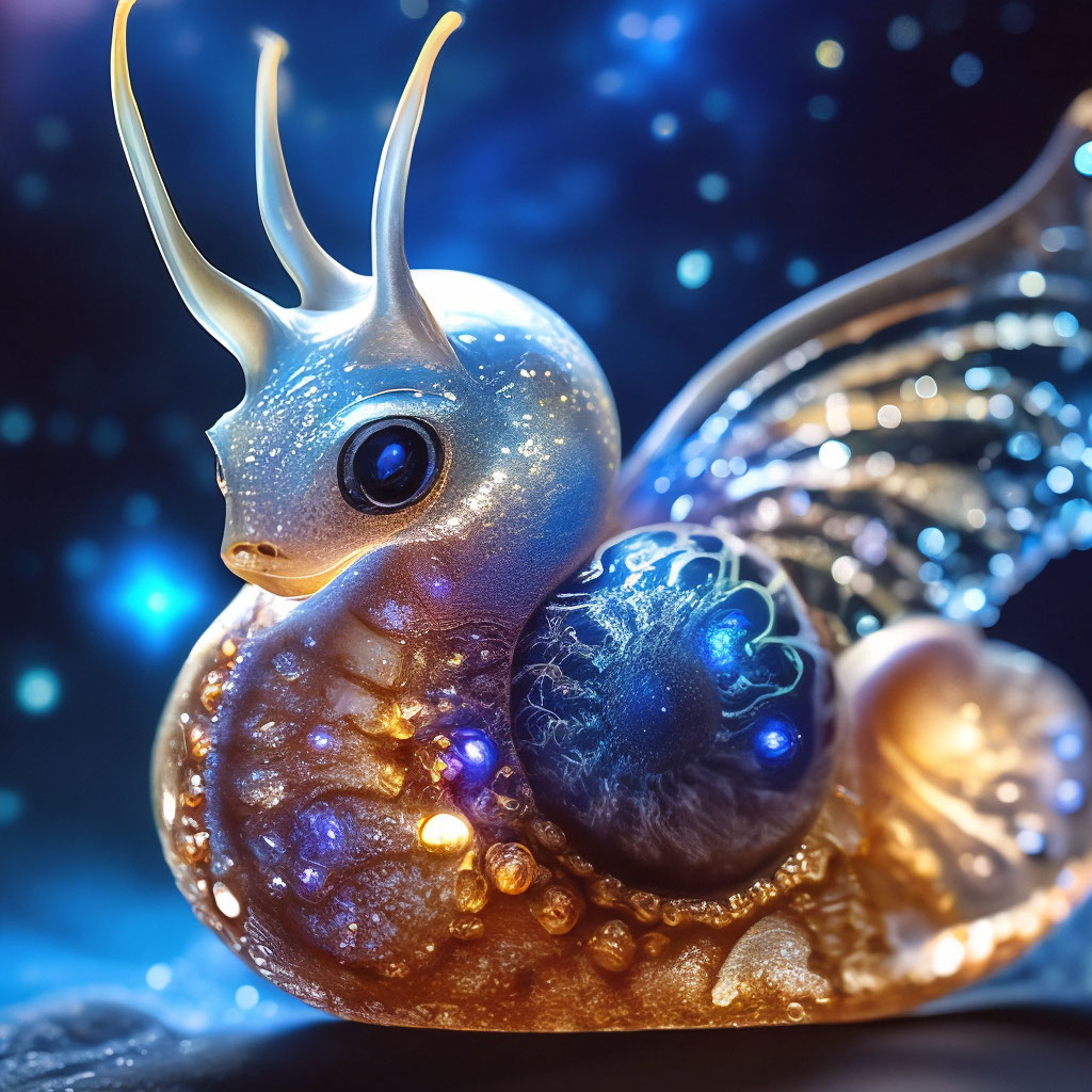"Hyperrealism, a beautiful creature - a dragon snail with a transparent ...
