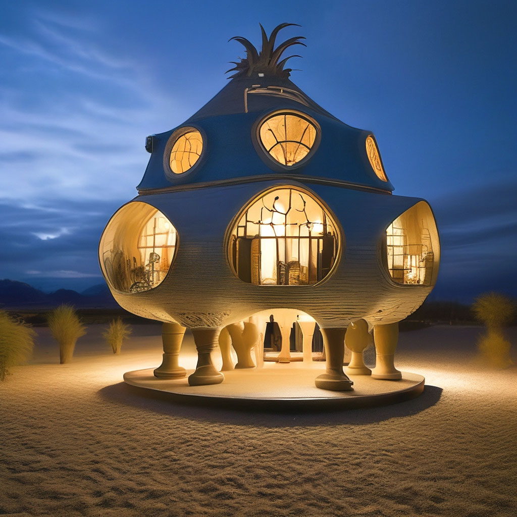 "Hut on chicken legs, , dim lighting, in the style of Dali" — image ...