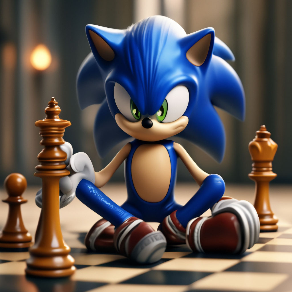 "Chess Sonic is sitting and wants to beat Tails 4k art" — image created ...