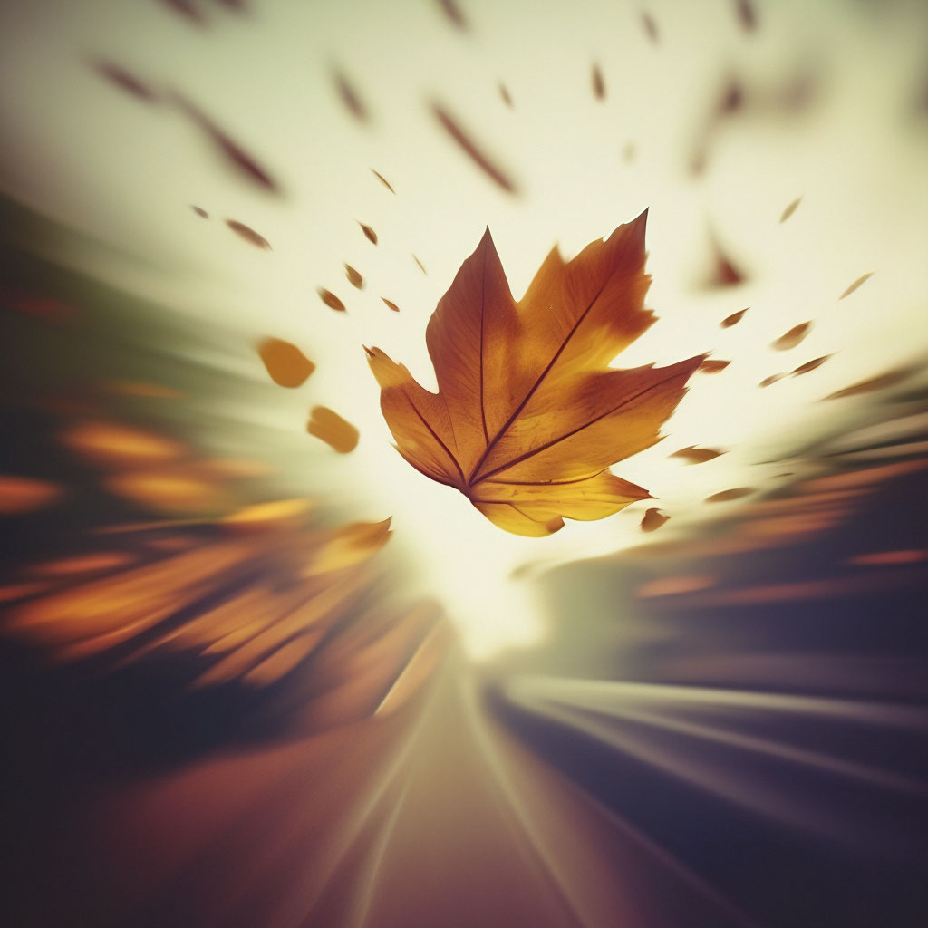 "The leaf is falling and slowly and rotating, the trajectory is drawing ...