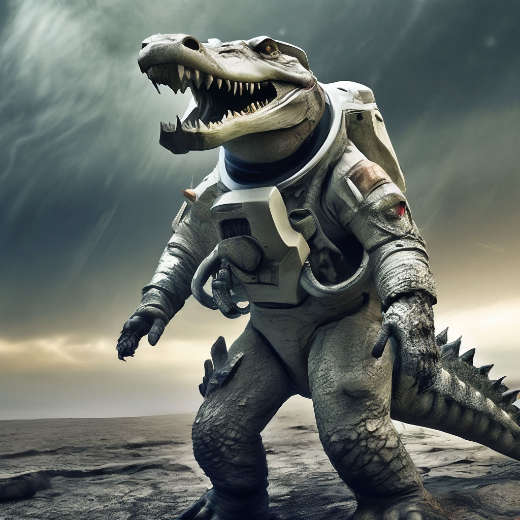 "Crocodile cosmonaut open space crocodile in a spacesuit" — image ...