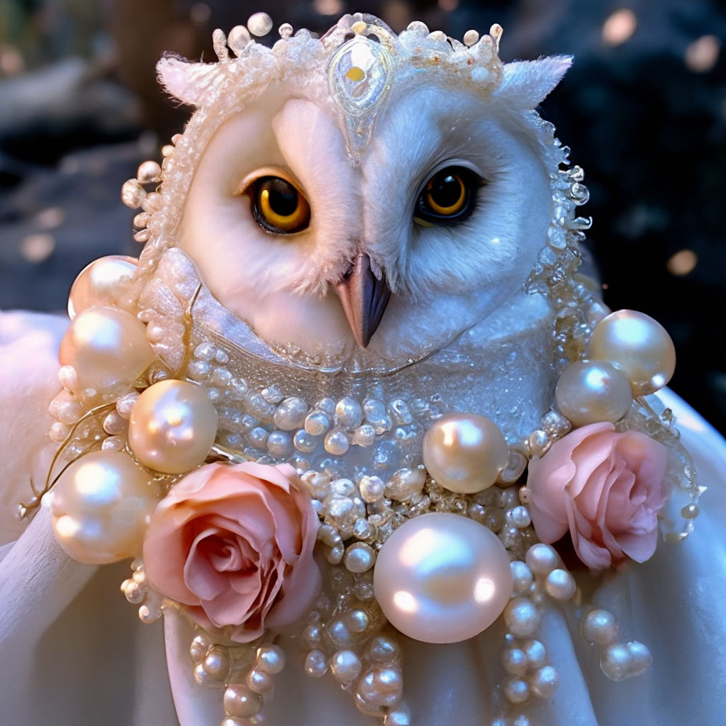 "💝 for Yesenia🌺 Kind sweet very gentle owl + pearl photorealism ...