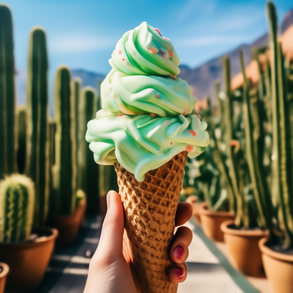 "Cactus ice cream 🍧🍨🍦🌵🌵🌵🌵🌵" — image created in Shedevrum