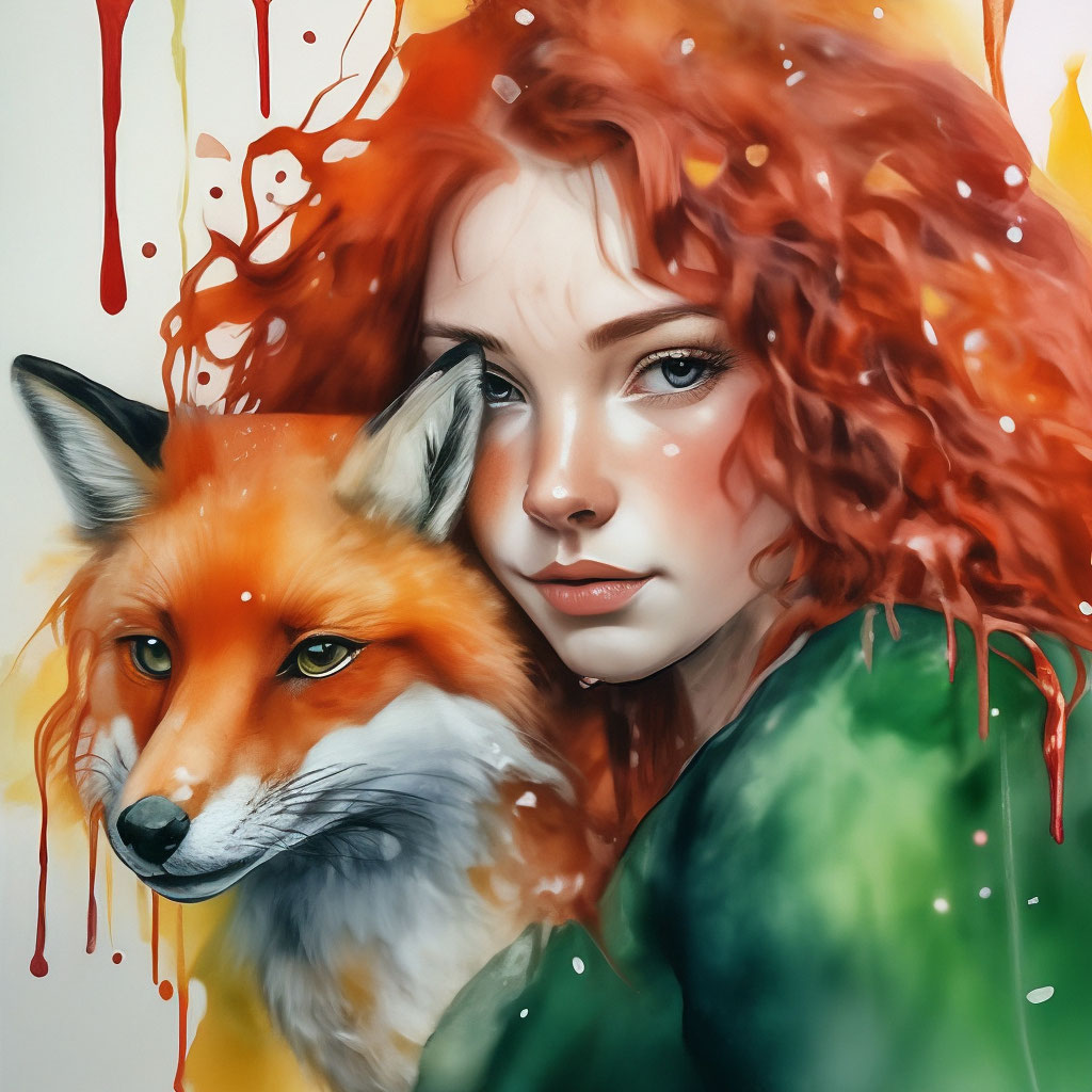 "Stunning, ultra-detailed, abstract, watercolor sketch, a woman with ...