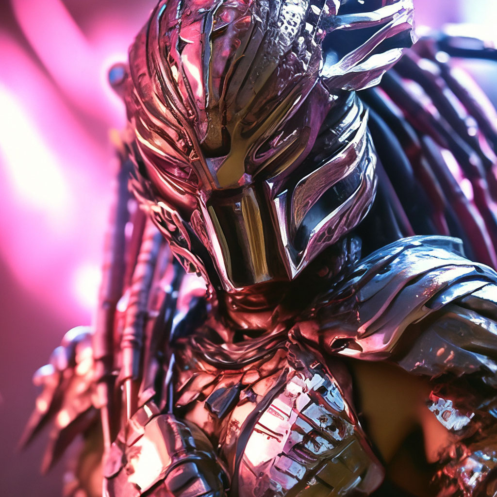 "Predator, soft pink glow, hyper realistic, beautiful cyber, consisting ...