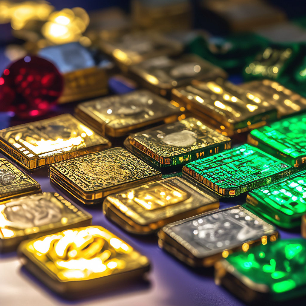 "Money coins bills ZOZ gold bars rubies emeralds diamonds ...