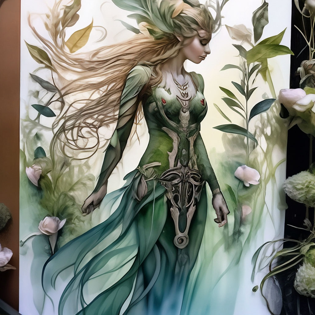 "Fantasy, elf merges with nature, filigree technique, high precision ...