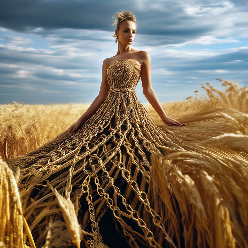"A dress made of chains and screws, a rose made of cabbage, a field of ...