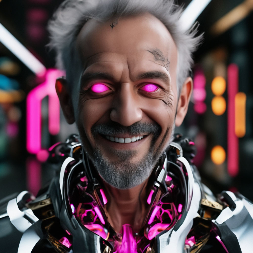 "Grandpa is a cyborg with a beautiful smile and neon pink pupils ...
