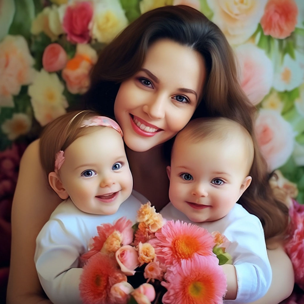 "Congratulations to all moms!mom with two babies 1 year, care ...