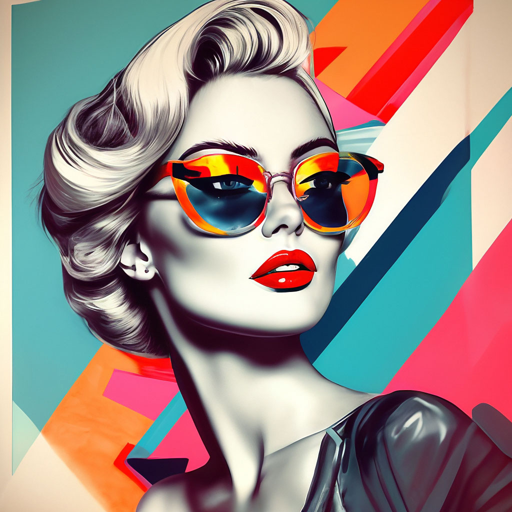 "Portrait hand-drawn fashion style, glossy magazine, transparent retro ...
