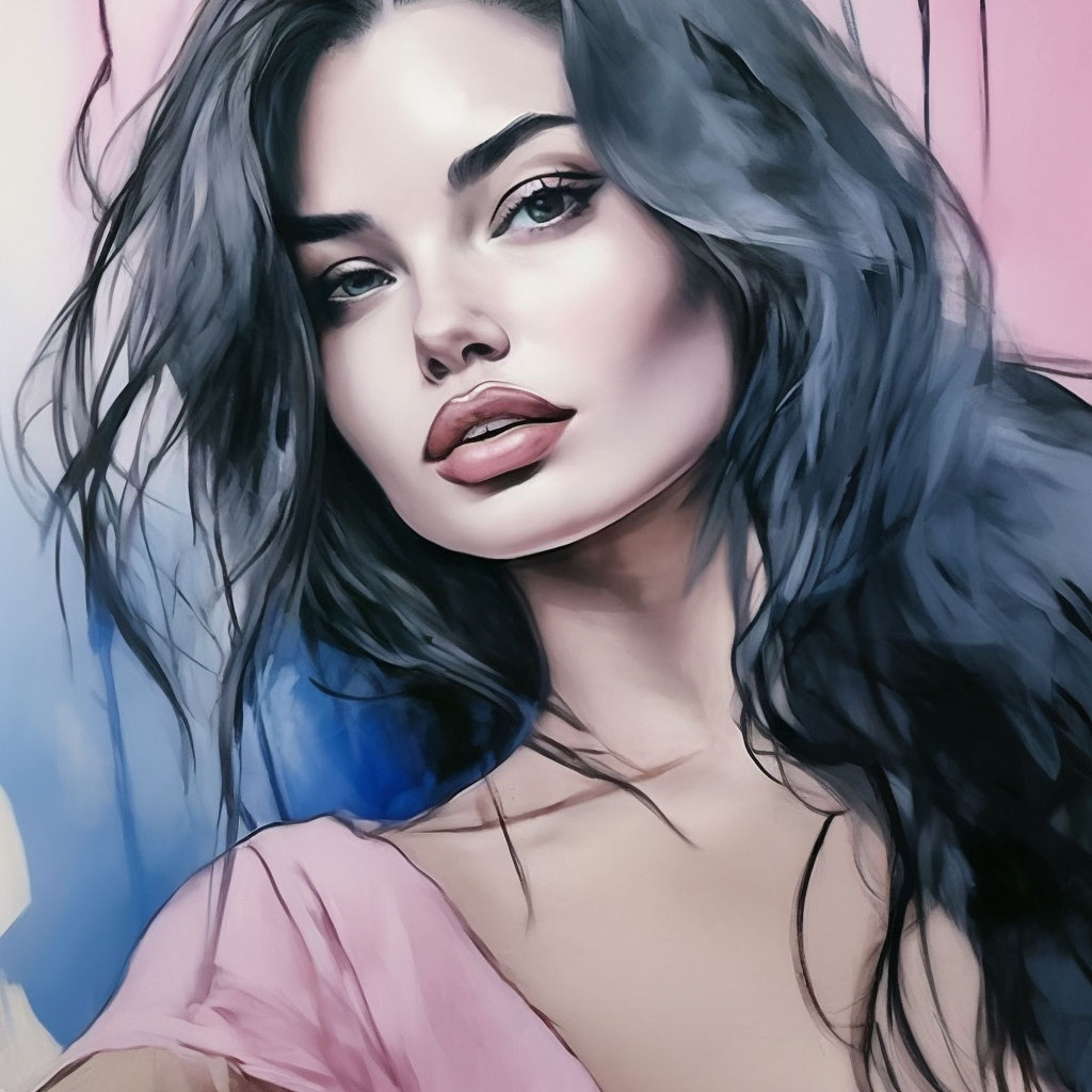 "Sloppy drawing, art sketch, pale pink-blue, wet watercolor, acrylic ...