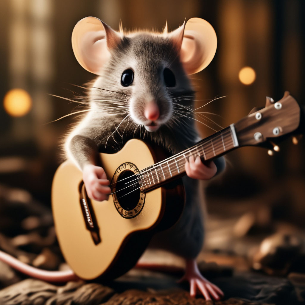 "A mouse with a guitar" — image created in Shedevrum