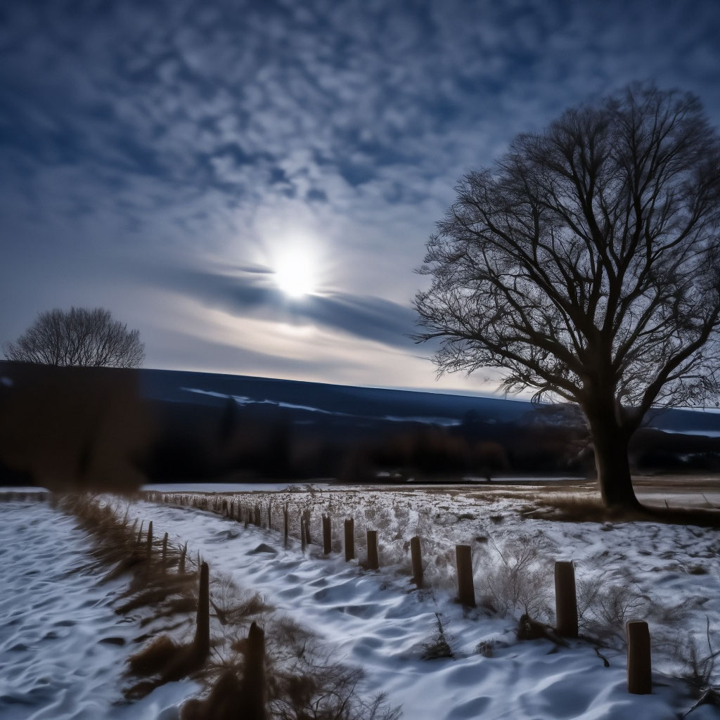 "Cold full moon, late December" — image created in Shedevrum