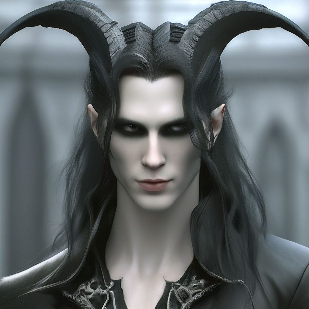"Incubus, young man, delicate facial features, long heir, make-up ...
