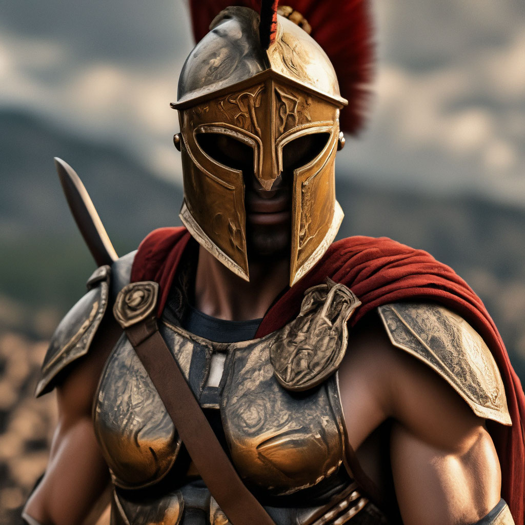 "Spartan, Warrior, shield, portrait of a Spartan, helmet, light armor ...