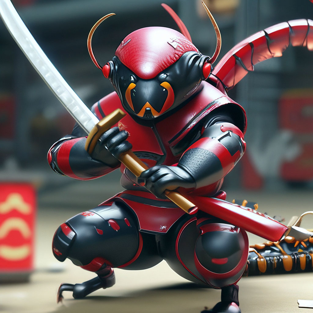 "Cockroach ninja" — image created in Shedevrum
