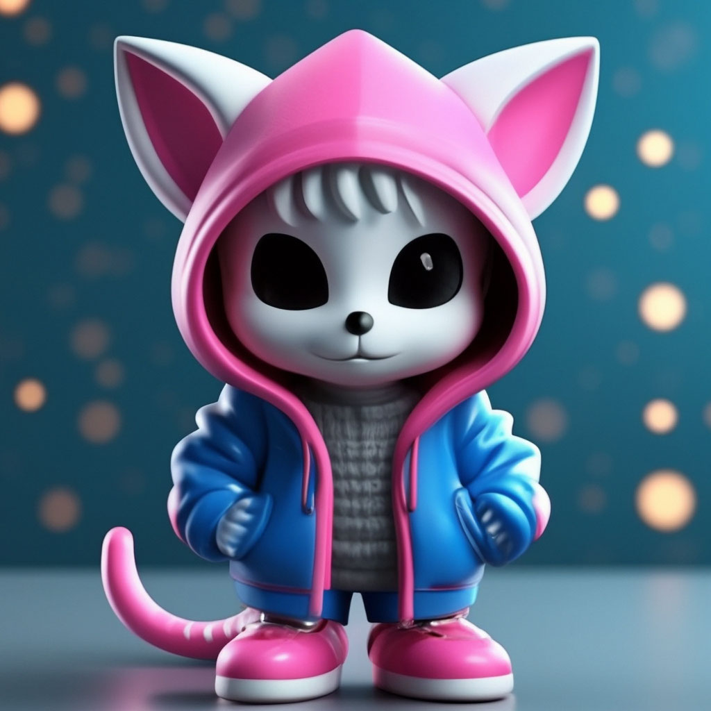 "Create a cute 3D character in the form of sans using cat ears on a ...