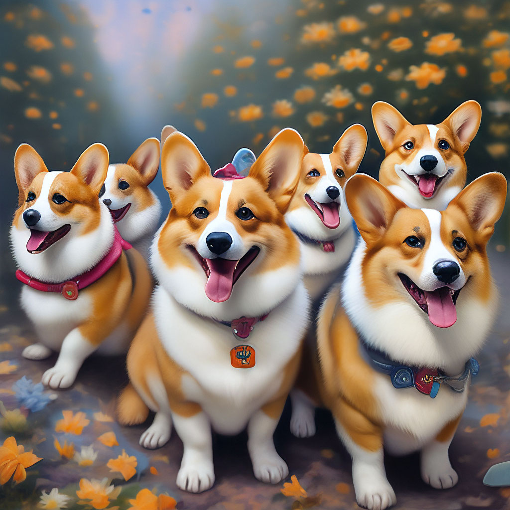 "A pack of corgis" — image created in Shedevrum