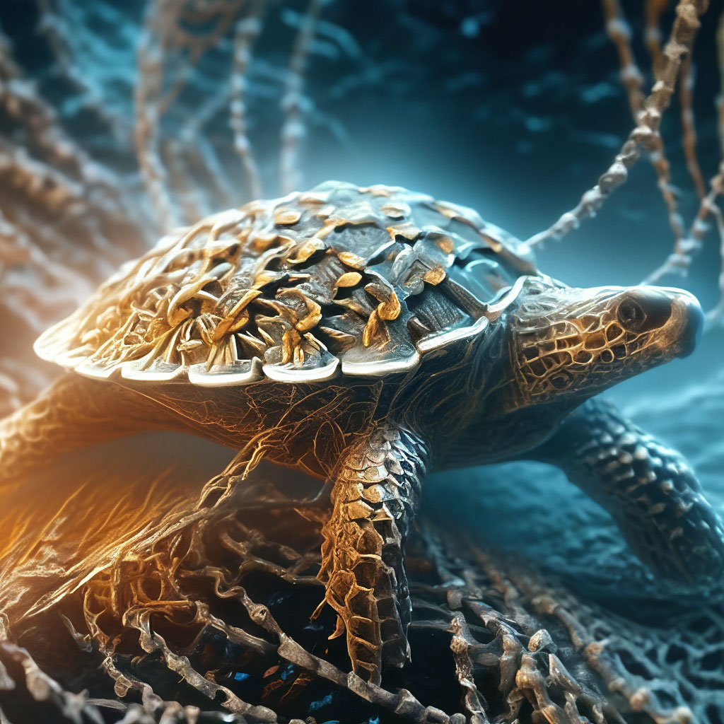 lisMatveeva openwork turtle fractal woven from threads of fog, super ...