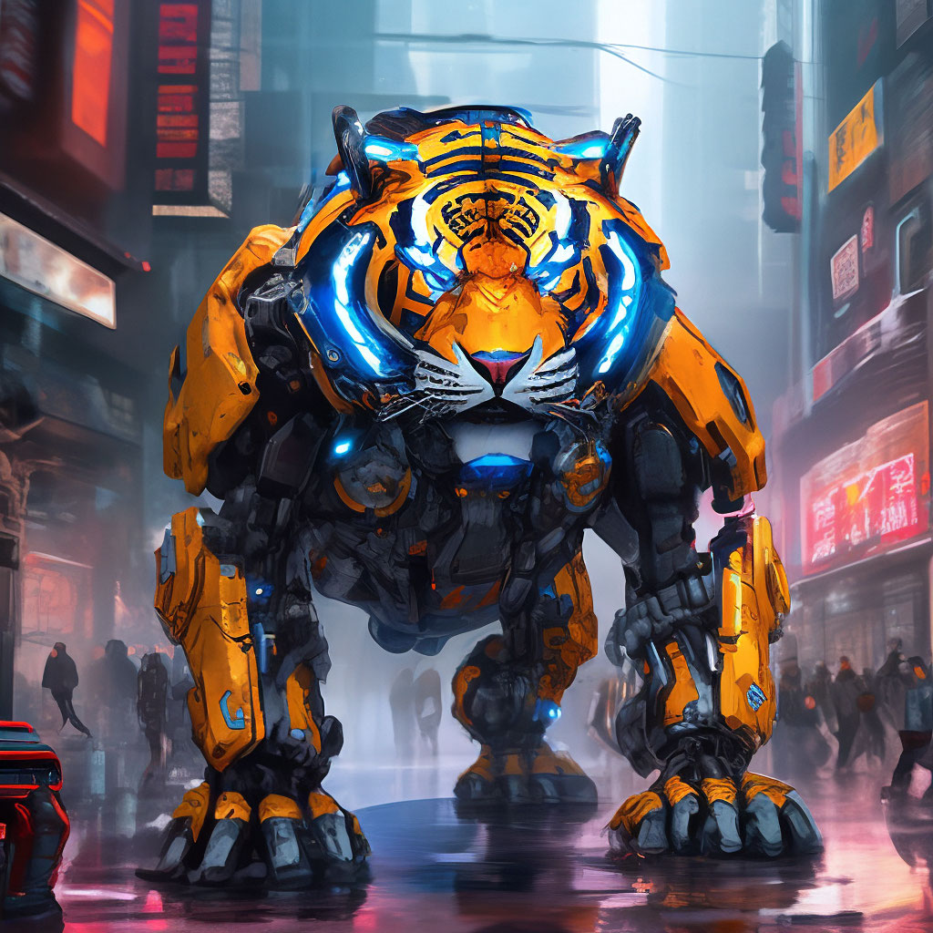 "Cyborg tiger" — image created in Shedevrum