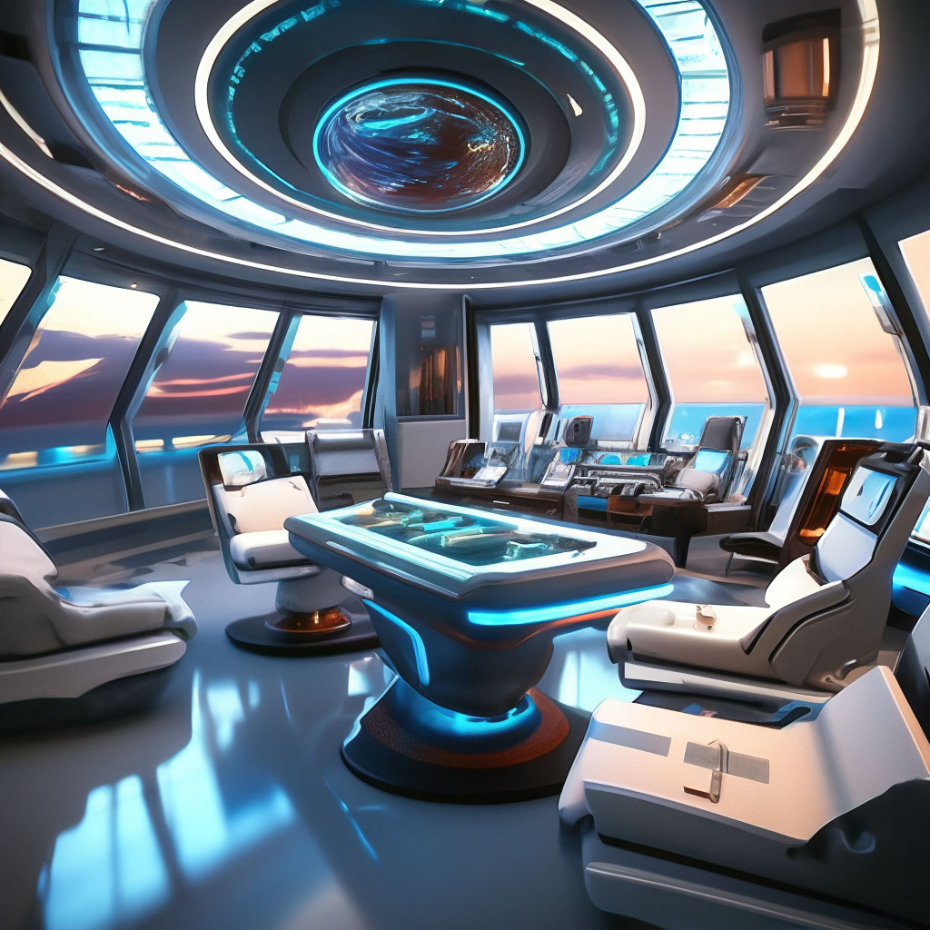 "Space cruiser bridge, multifunctional control panel, designer concept ...