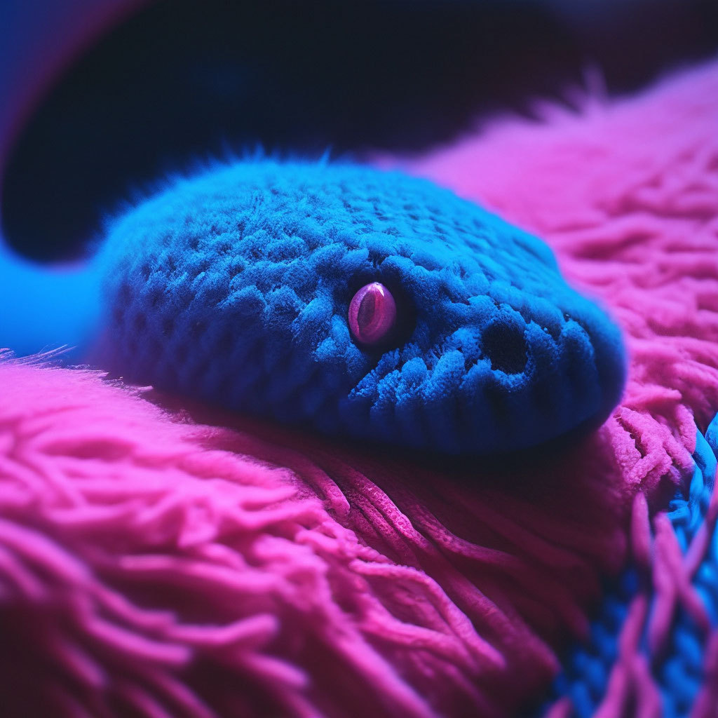 "Woolly snake, fluffy black snake, symbiosis, snake covered with wool ...