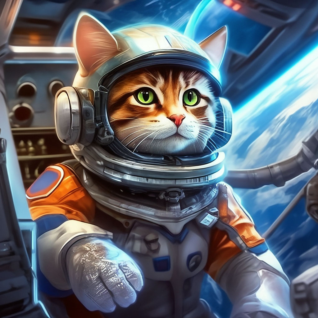"The battle cat is an astronaut , at the helm of a space cruiser .Space ...