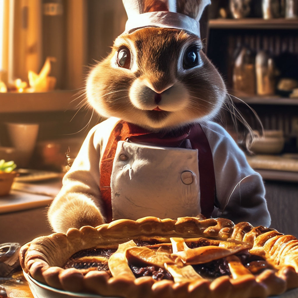 "Our kitchen. anthropomorphic, creepy, funny bunny cook, with ...