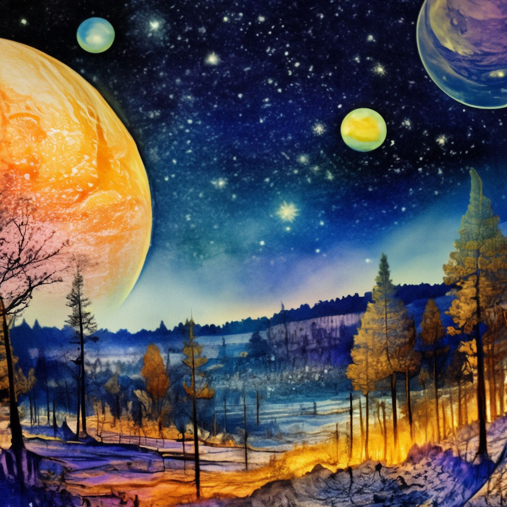 "Horror, epic, fabulous, moonlit night over jupiter ISO 100 ...