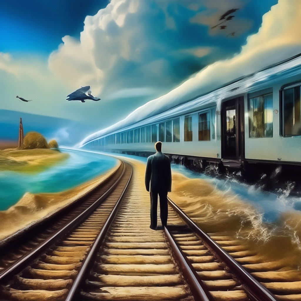 "For an hour, the train sails away in the full-flowing river of life ...