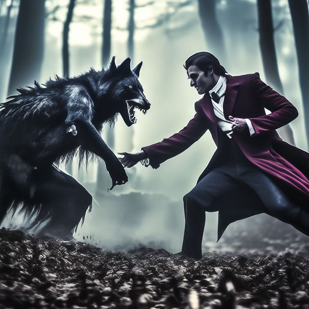 "Werewolf vs vampire HD" — image created in Shedevrum