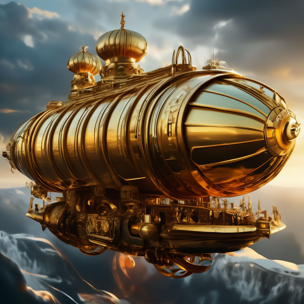 "The golden royal airship" — image created in Shedevrum