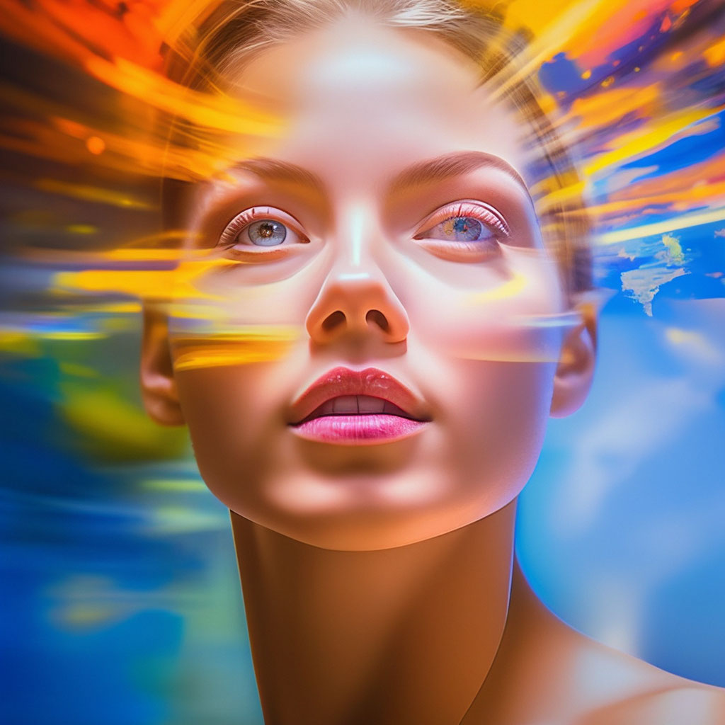 "Double exposure, aesthetically pleasing, beautiful, realistic, close ...