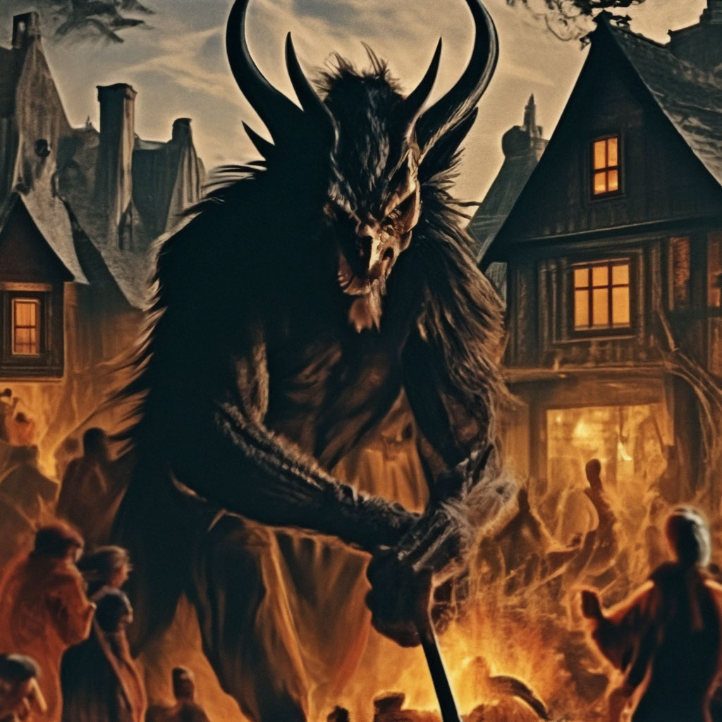 "Devils take over the village" — image created in Shedevrum