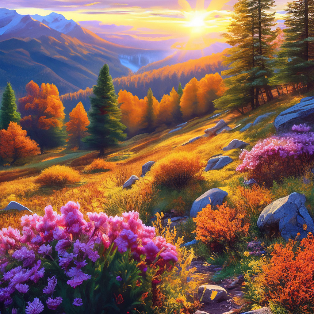 "View from the mountains to wildlife, pine trees, bushes, beautiful ...