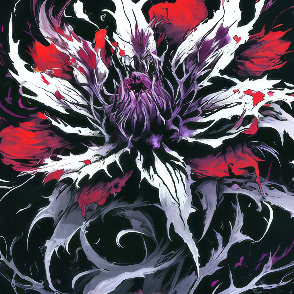 "Flower of death, creative and unusual ink, fantasy mythology style ...