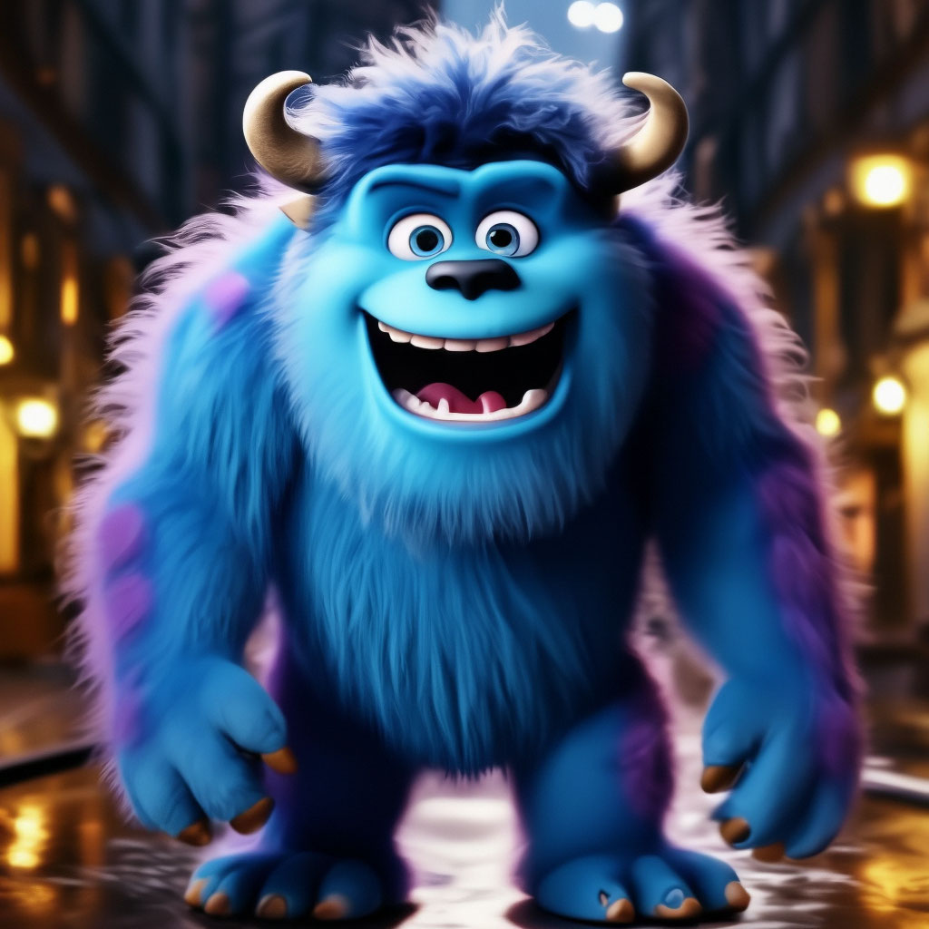 "Big body, tall shaggy bluish with lilac spots monster from the monster ...