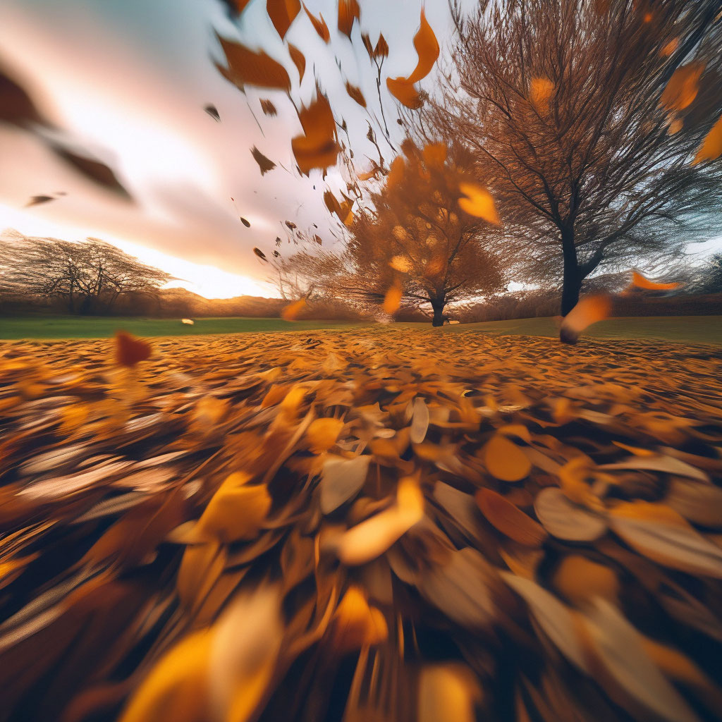 "Autumn windy morning. Dull. The wind bends the trees and tears off the ...