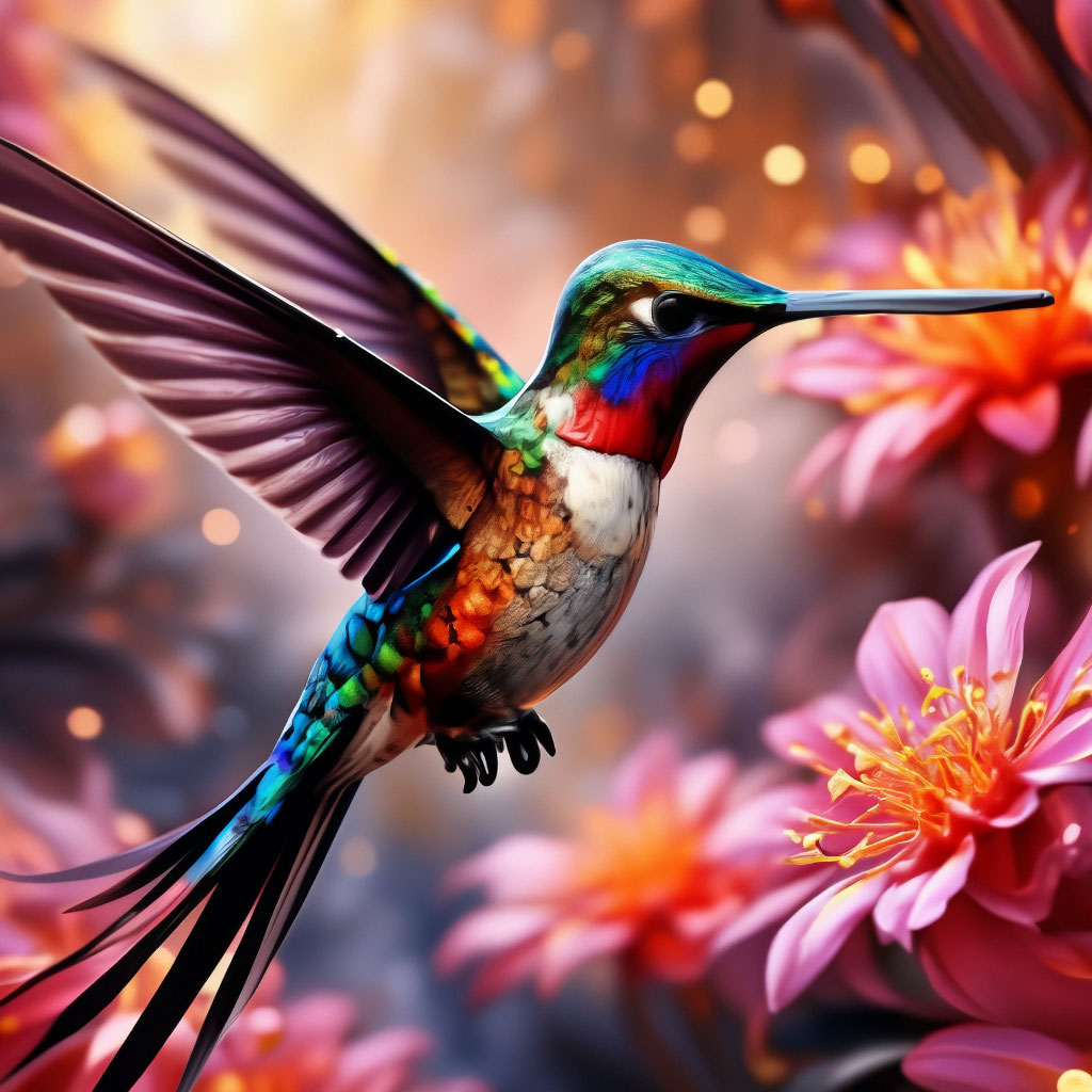 ". hummingbird. wow effect, pastel tones, pearl fractal, surrealism ...