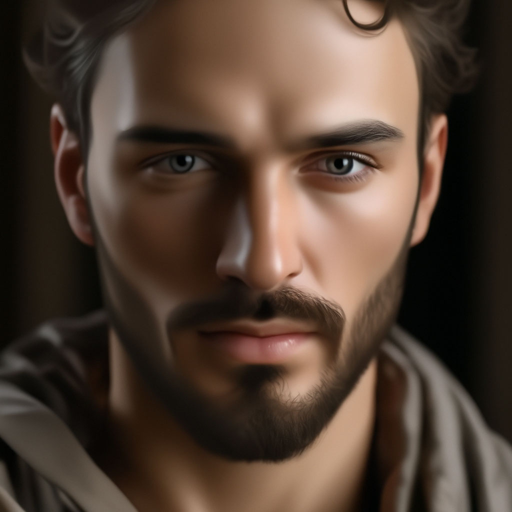 "Man. Philippe Faraut face. Refind, classical, aesthetic. Fotorealistic ...