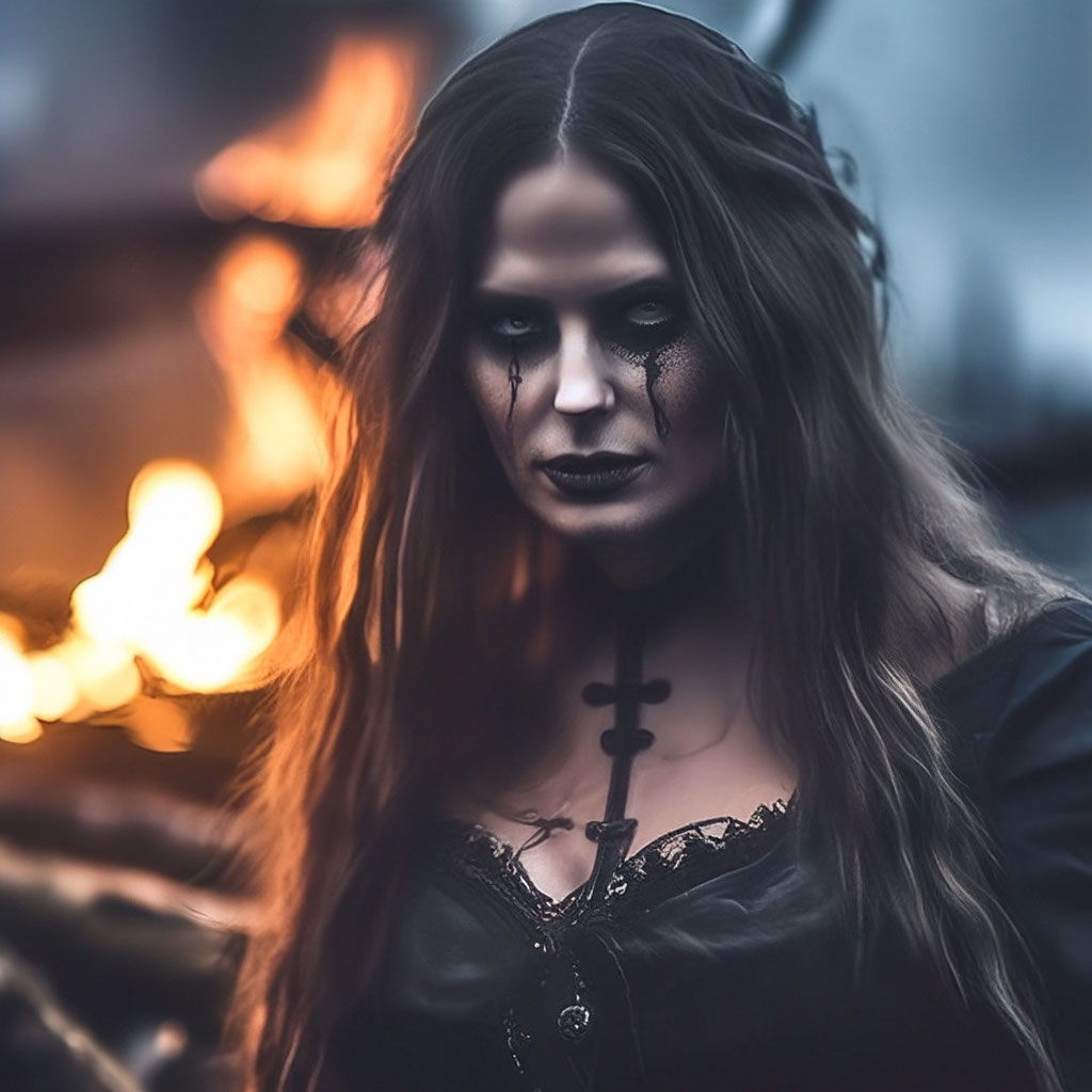 "Cross, witch, bonfire,medieval, gothic, horror, realistic, dark ...