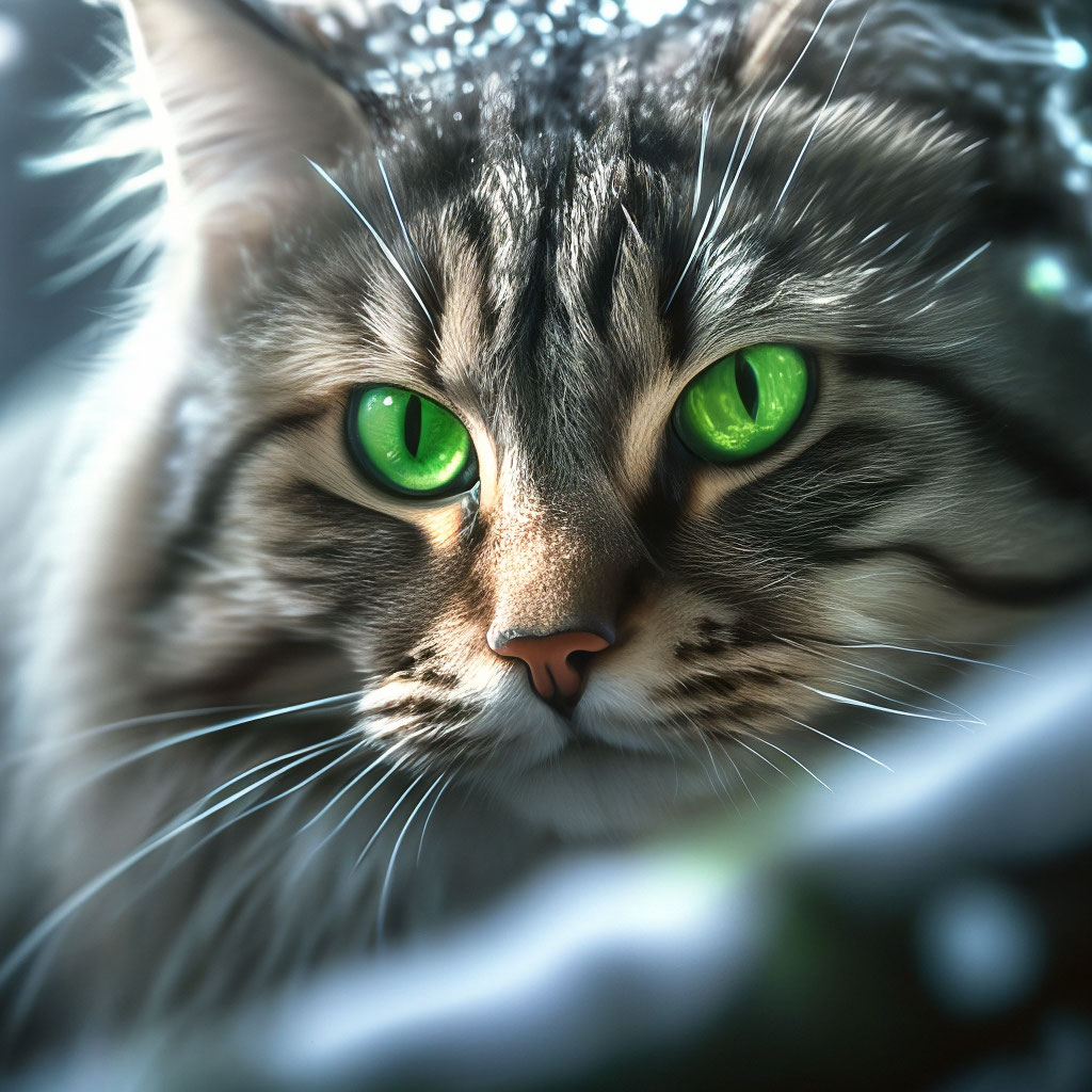 "Hyperrealism, beautiful cute Siberian cat, hyper detail of face and ...